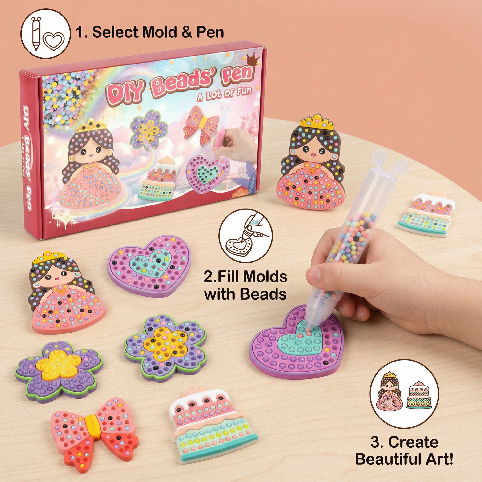 Magical Bead Painting – DIY Set for Kids – Kiddofinds