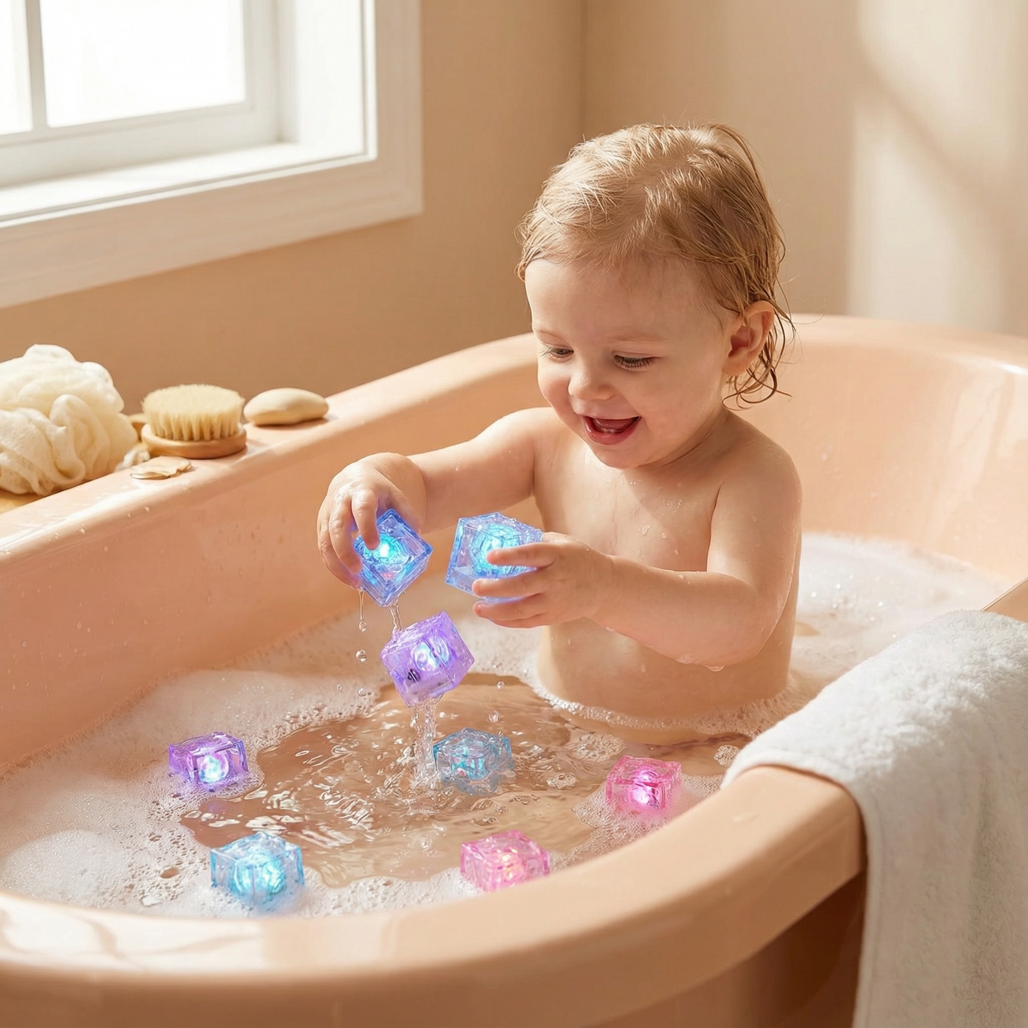 Light-up Bath Cubes Toy For Children Set Of 6 – Kiddofinds