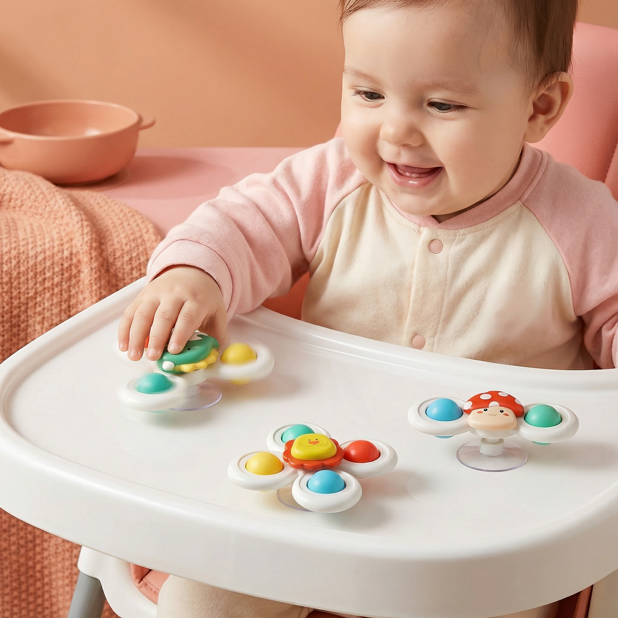 Cute Suction Cup Spinning Toy Set for Babies – 3 Pack – Kiddofinds